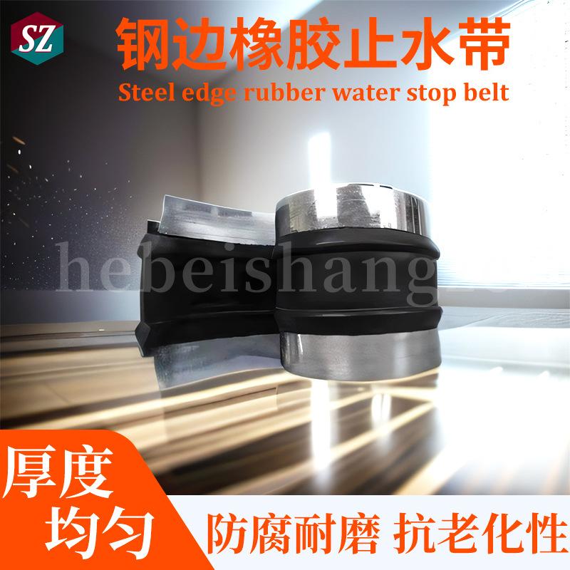 Manufacturer's embedded steel-edged rubber waterstop, externally ...